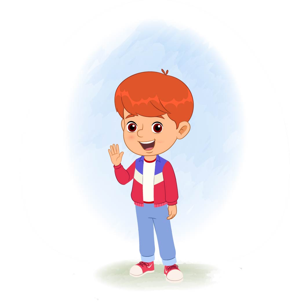 A cool boy saying hi cartoon character vector art AKA Max